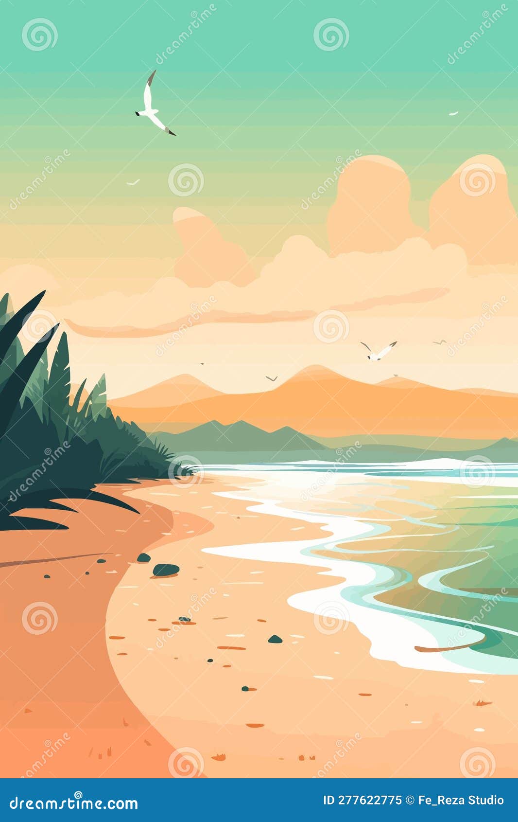 Background Template for Beach Themed Poster Design. Stock Vector ...