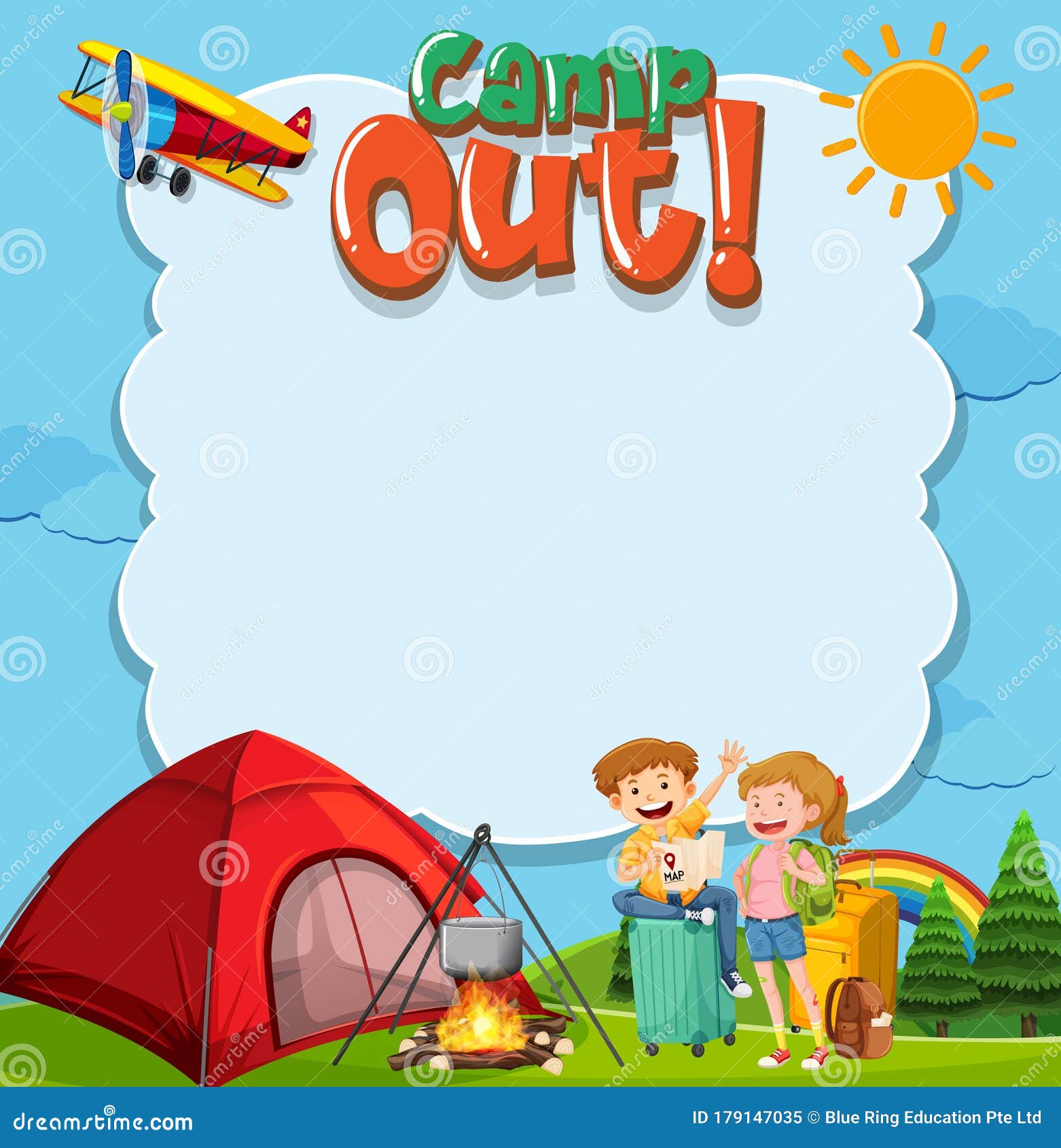 Background Template with Camping Theme Stock Vector - Illustration of ...