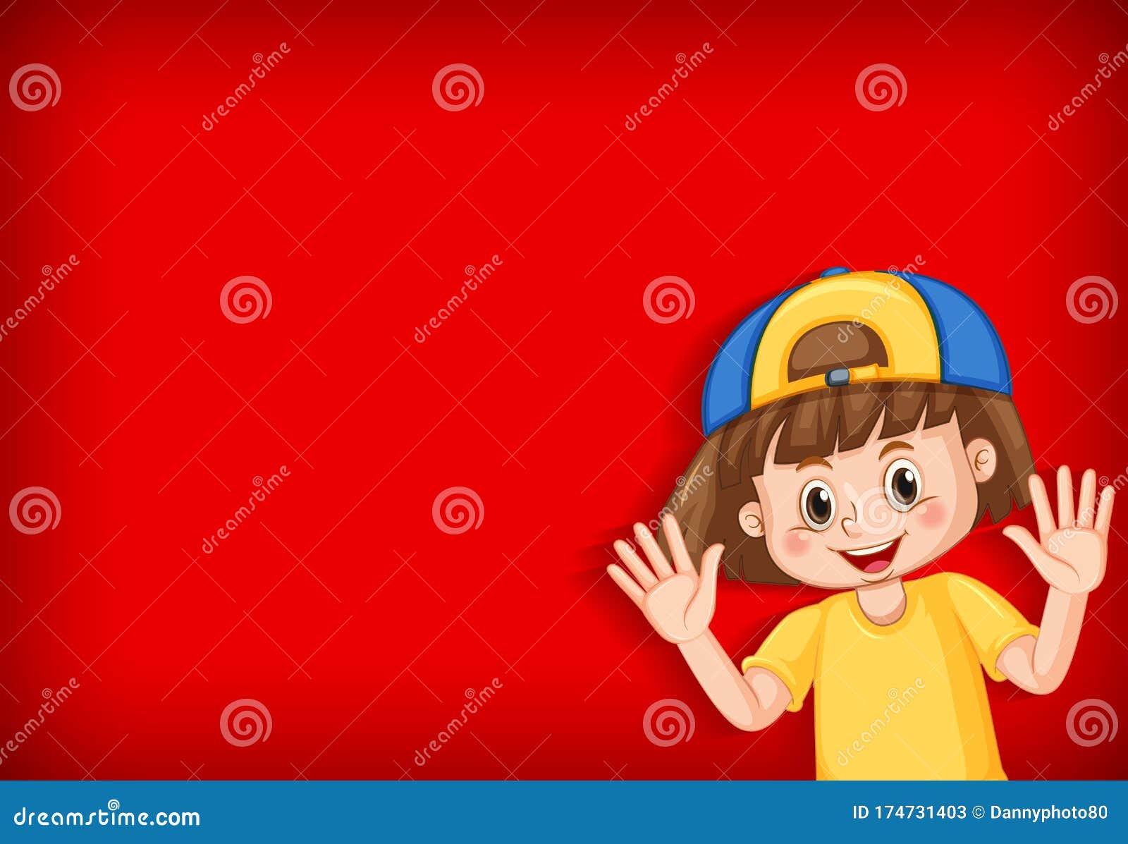 Background Template Design with Happy Girl Stock Vector - Illustration ...