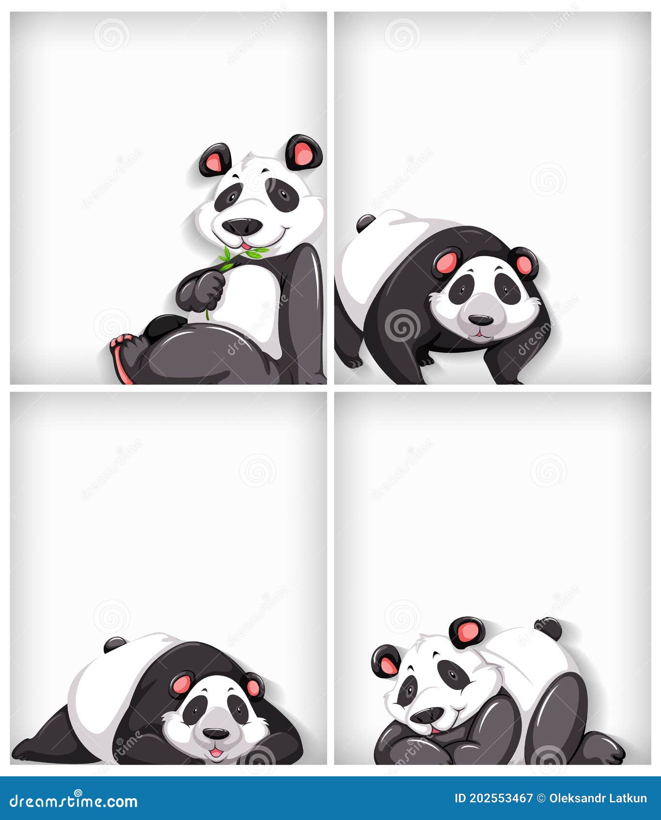 Background Template Design with Plain Color and Cute Panda Stock Vector ...