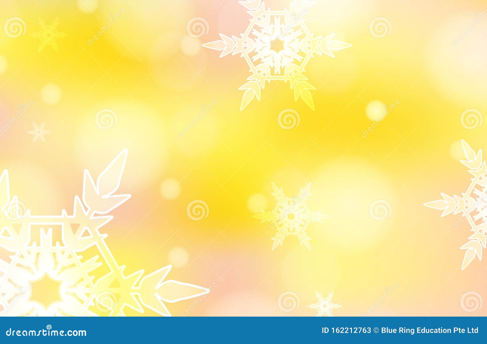 Background Template Design with Snowflakes on Yellow Stock Vector ...