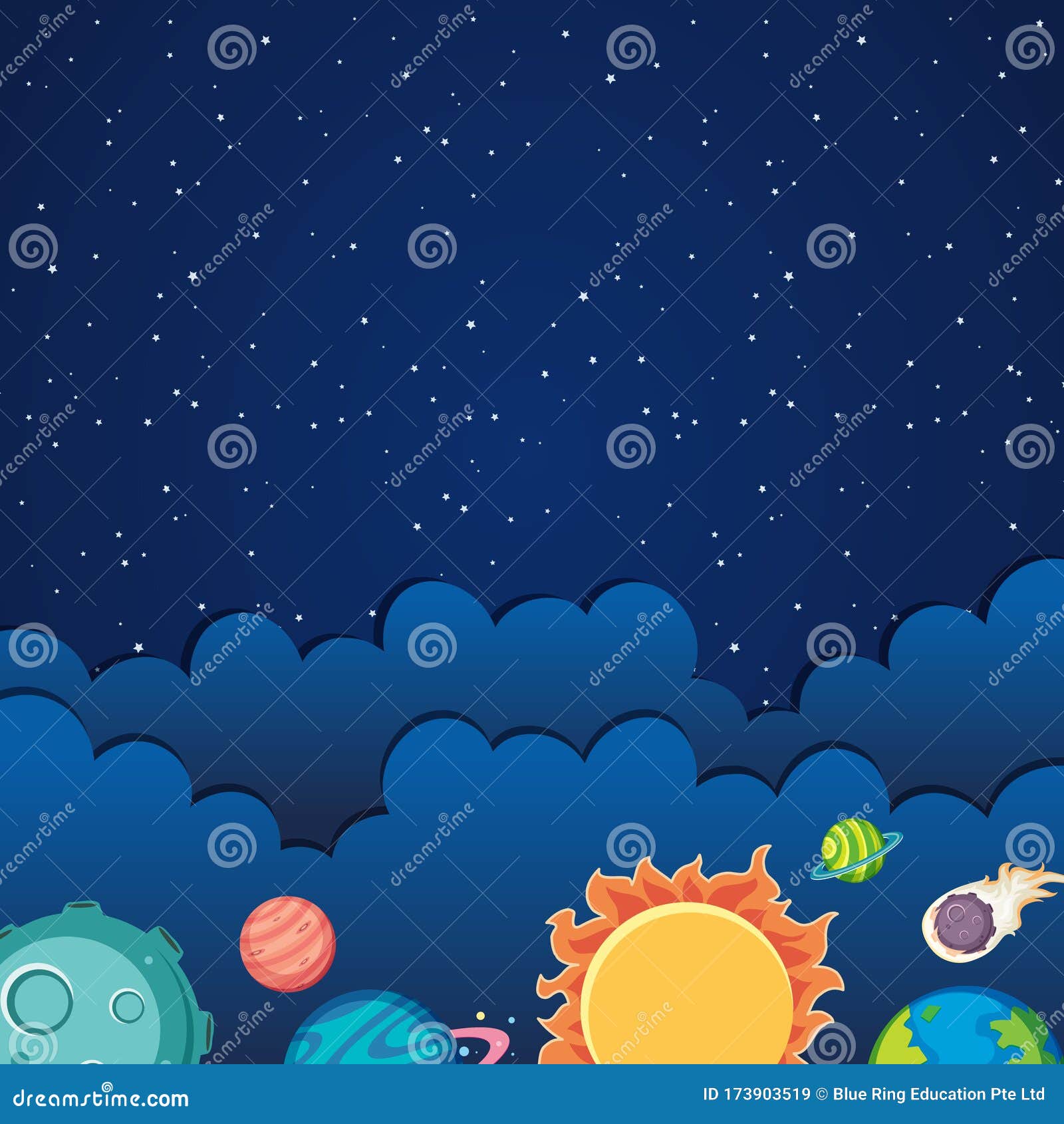 Background Template Design with Solar System Theme Stock Vector ...