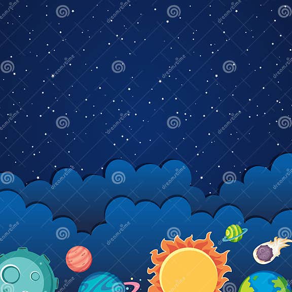 Background Template Design with Solar System Theme Stock Vector ...
