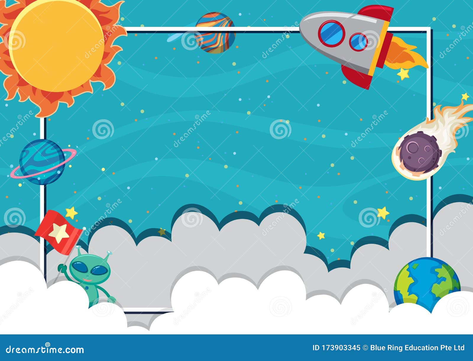 Background Template Design with Space Theme Stock Vector - Illustration ...