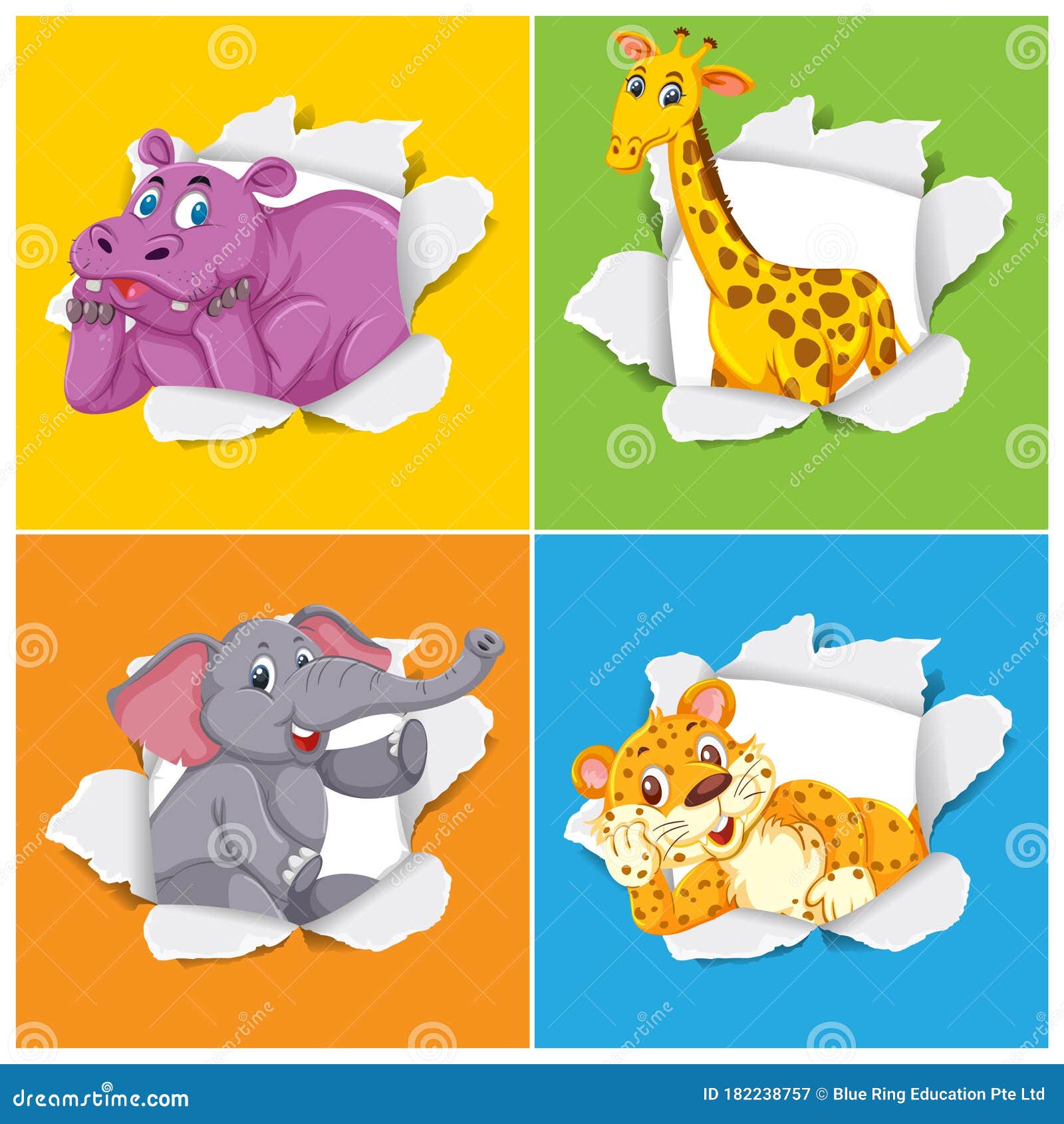 Background Template Design with Wild Animals Stock Vector ...