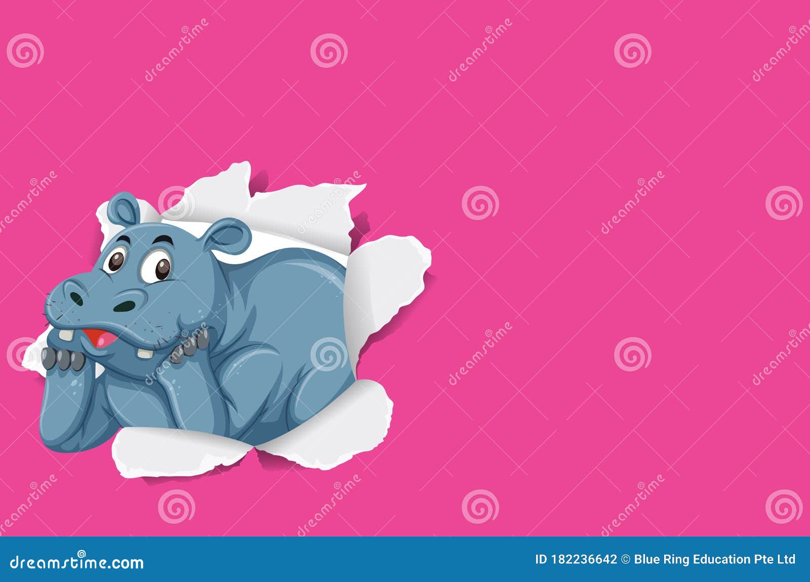 Background Template Design with Wild Hippo on Pink Paper Stock Vector ...
