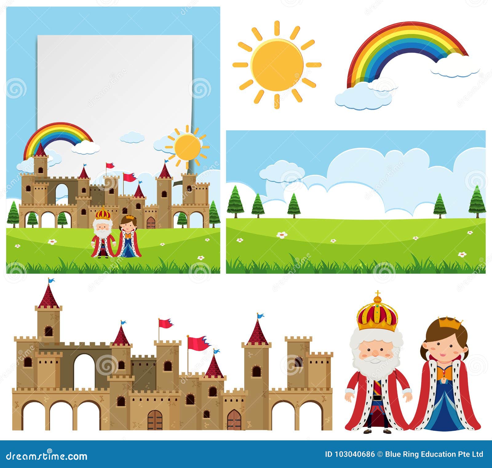 Background Template with King and Queen Stock Vector - Illustration of ...