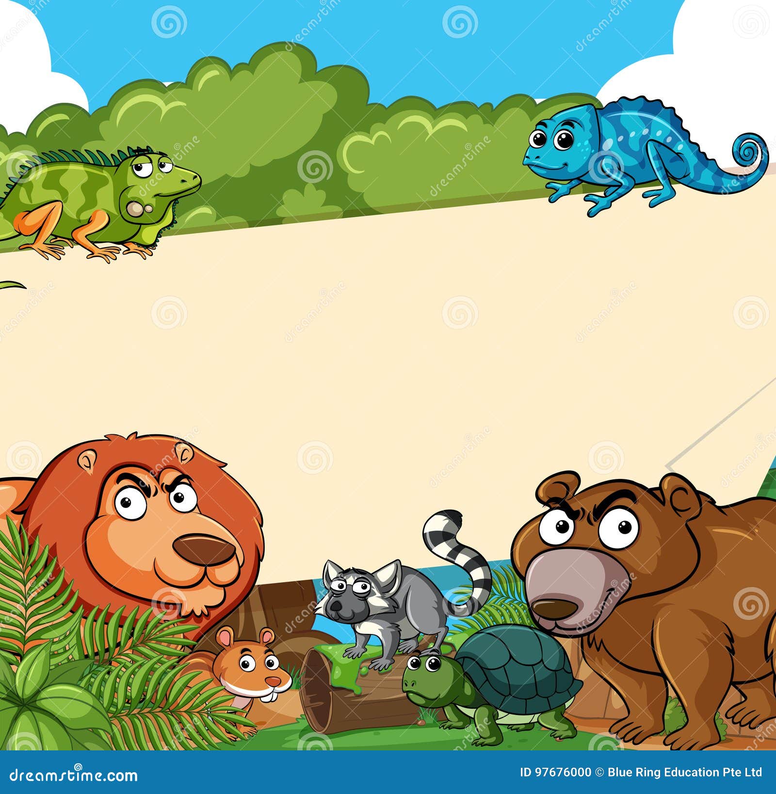 Background Template with May Animals Stock Vector - Illustration of ...