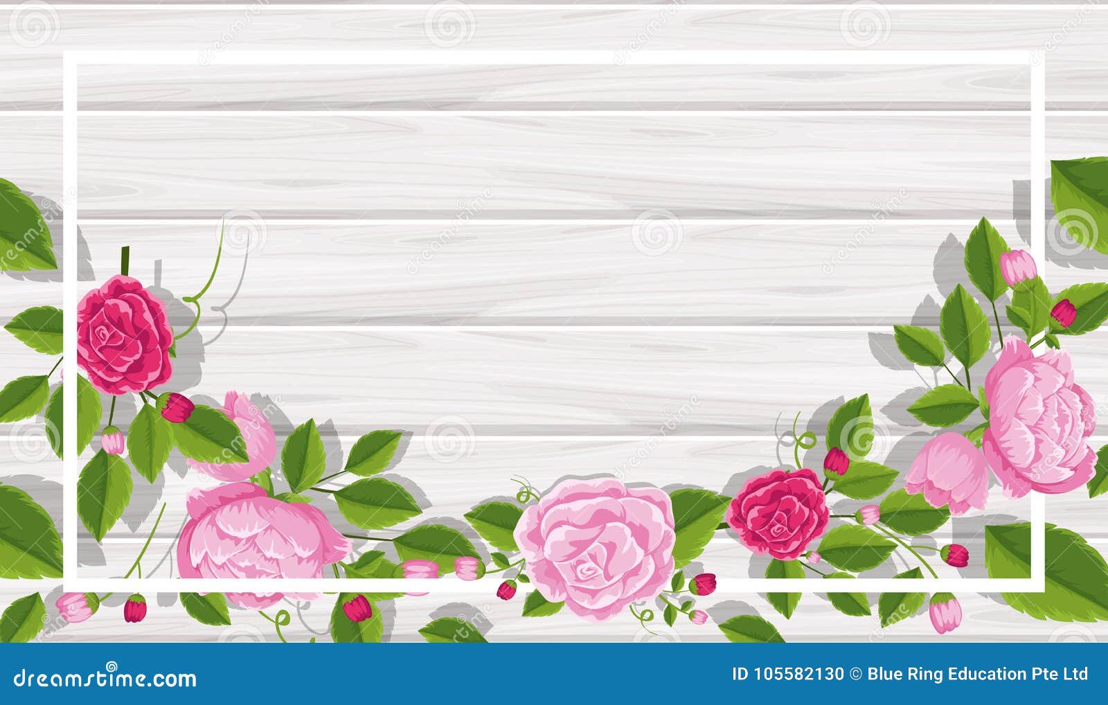 Background Template with Pink Roses Stock Vector - Illustration of sign ...