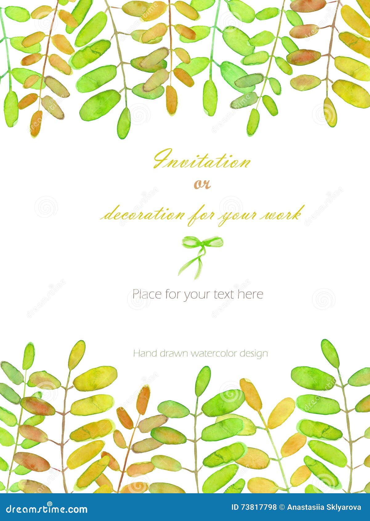 Background, Template Postcard with the Acacia Tree Branches, Hand Drawn ...