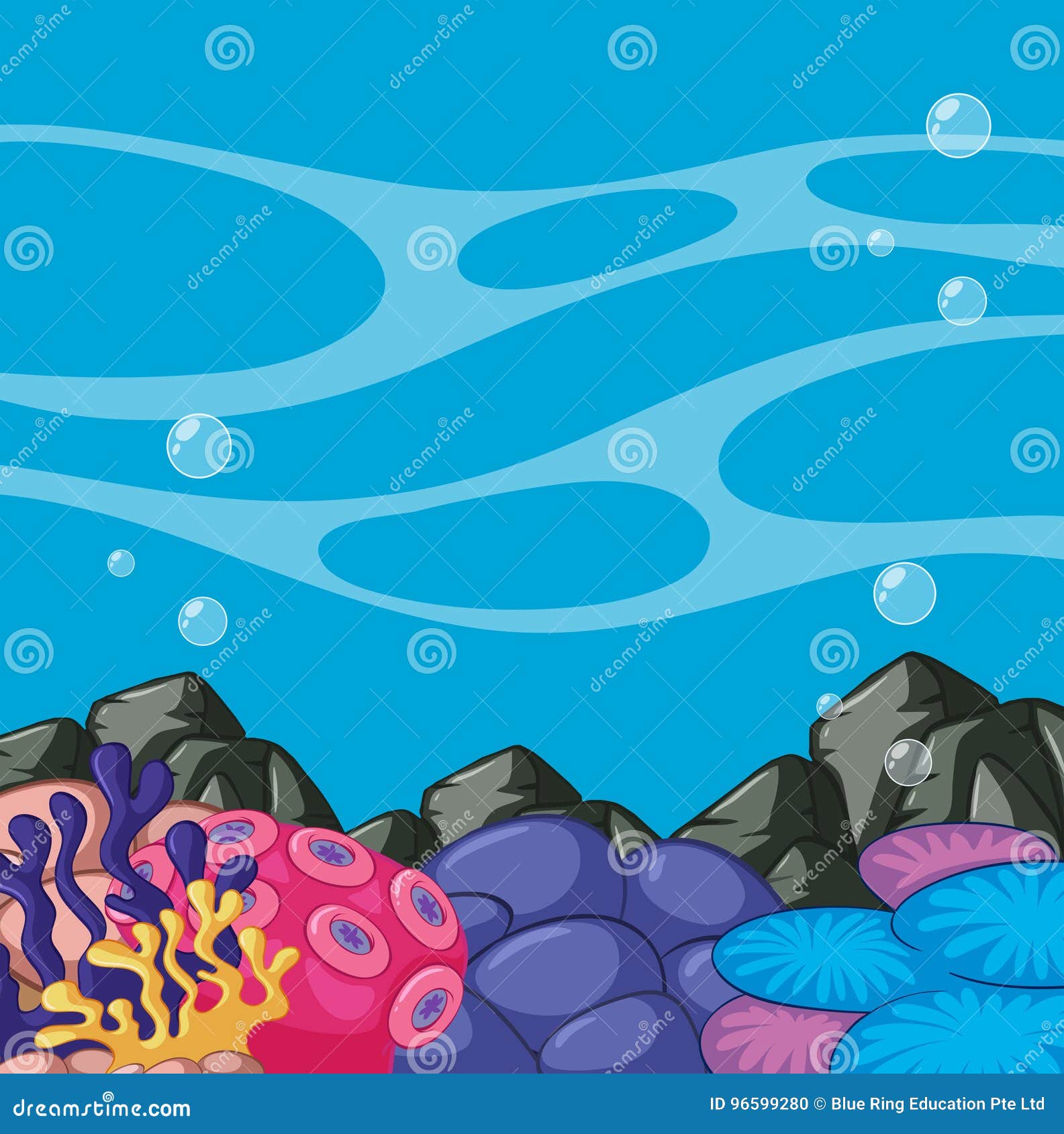 Background Template with Underwater Scene Stock Vector - Illustration ...