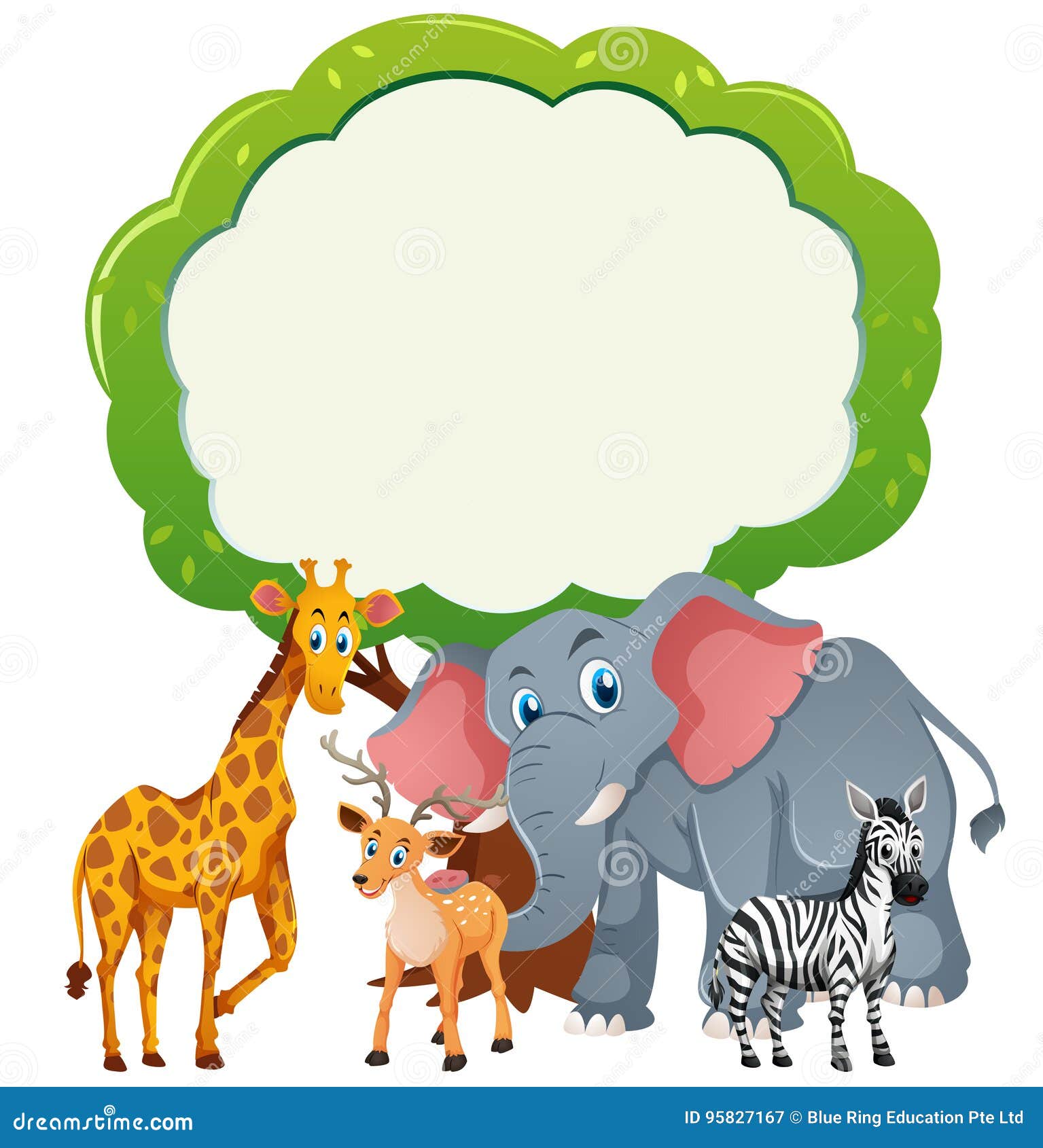 Background Template with Wild Animals Stock Vector - Illustration of ...