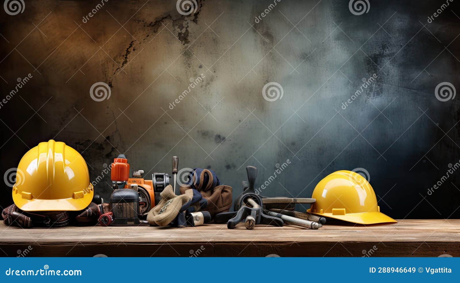 Background Template with Working Tools on the Table Stock Image - Image ...