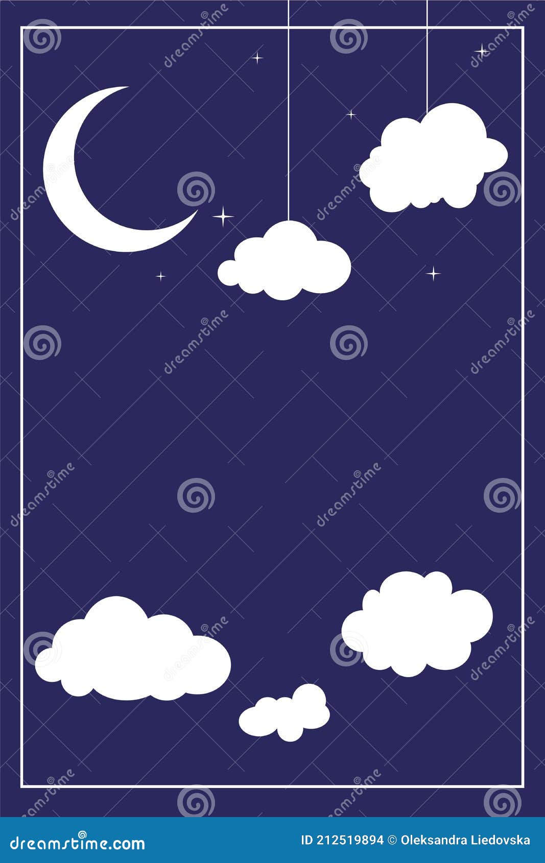 Background for Text, Night Sky with the Moon and Clouds Stock Vector ...