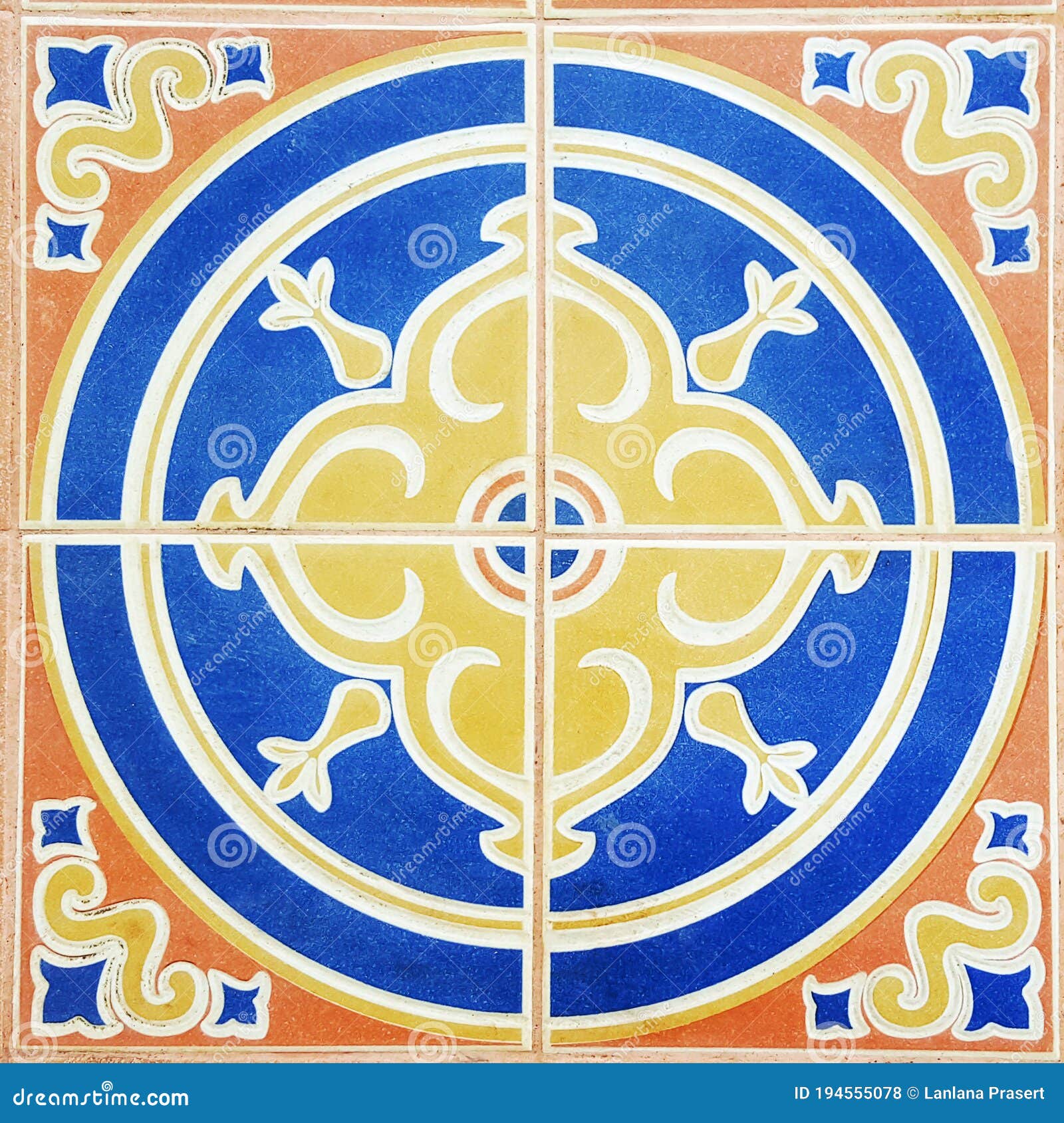 Background and Texture with Ancient Tile Pattern Stock Illustration ...