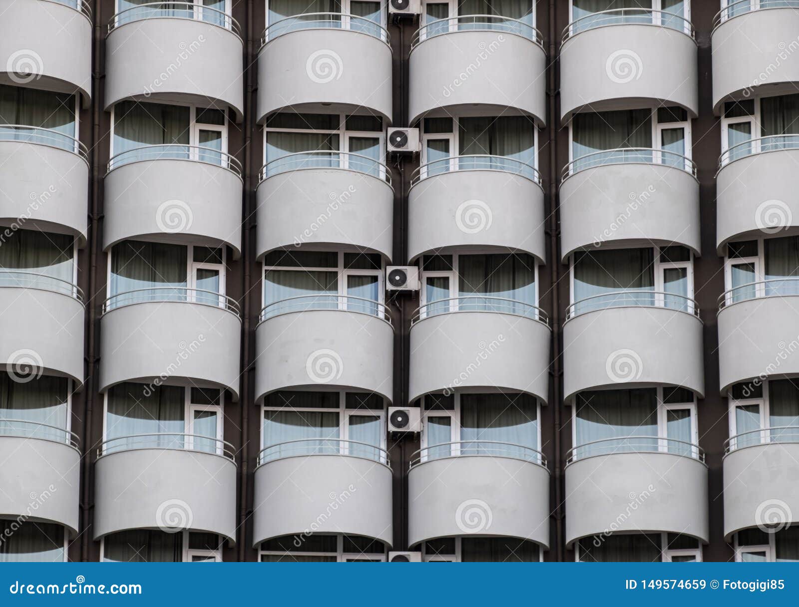 Background Texture of Balconies and Windows of Hotel. the Wall of the ...