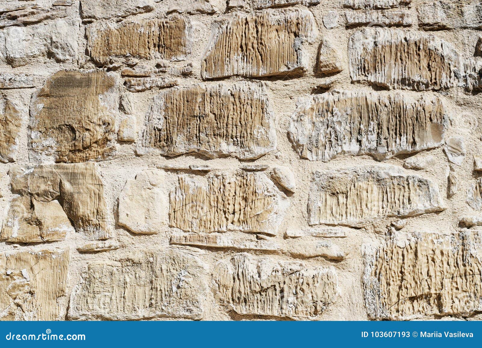 Background Texture of a Beige Brick Wall Stock Image - Image of design ...