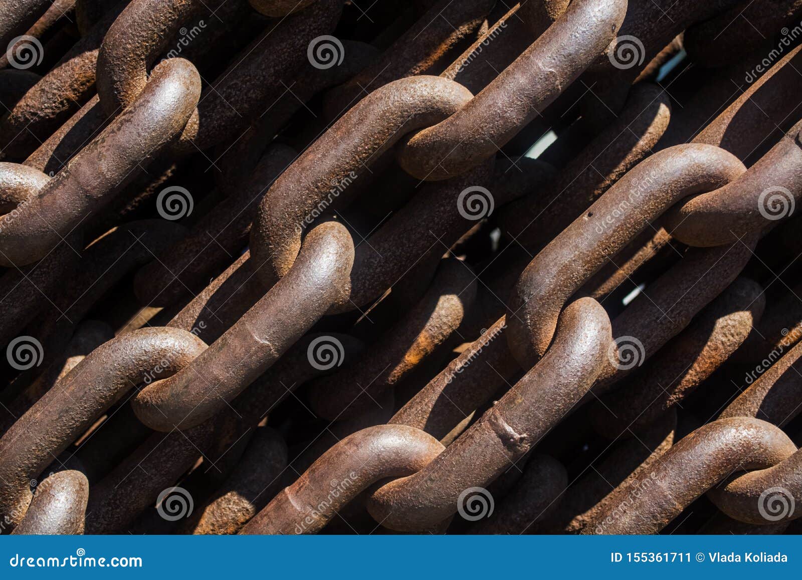 Background or Texture from Big Metal and Rusty Chains and Links. Stock ...