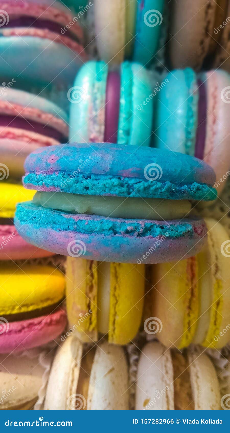 Background or Texture of Bright and Multicolored French Desserts ...
