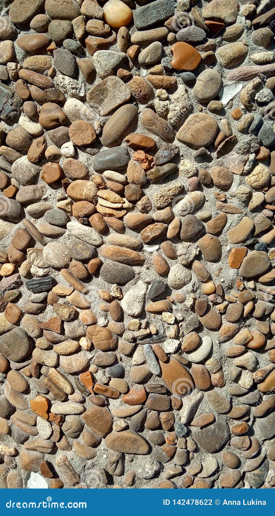 Background Texture Brown Pebbles in a Concrete Wall Stock Photo - Image ...