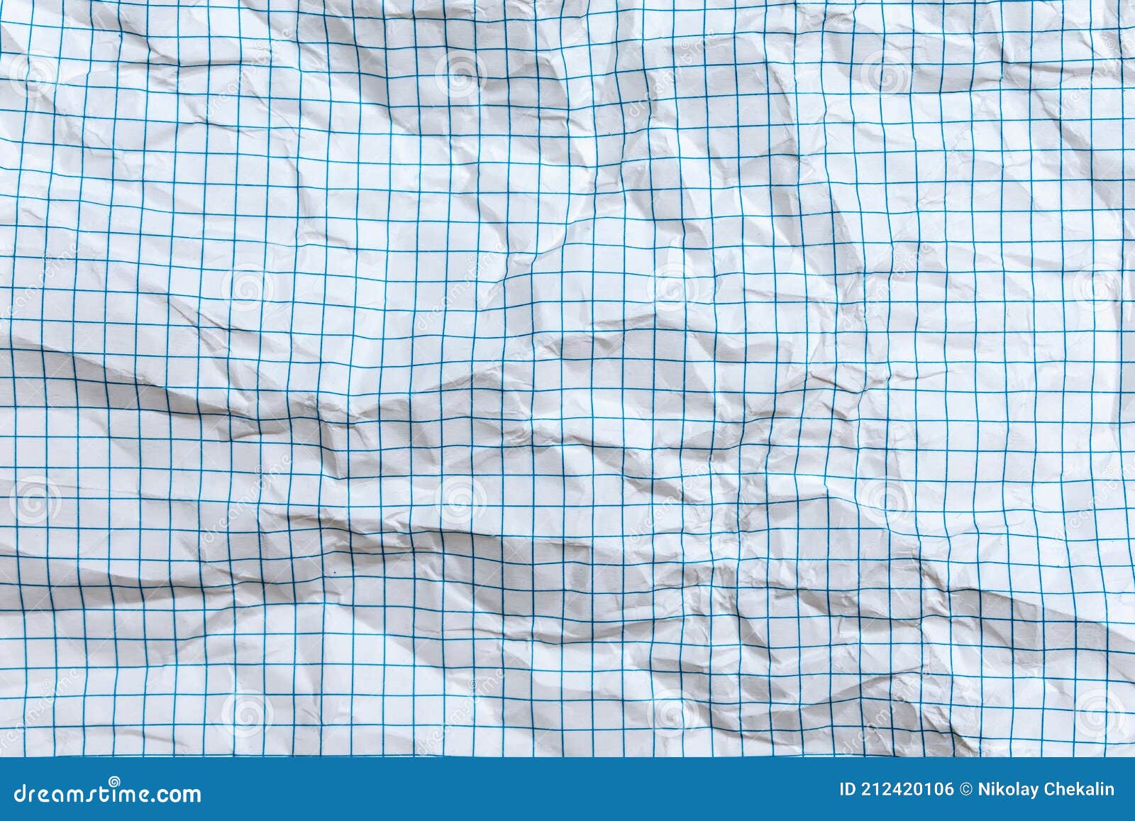 Background, Texture of a Crumpled Notebook Sheet with Grid-like ...