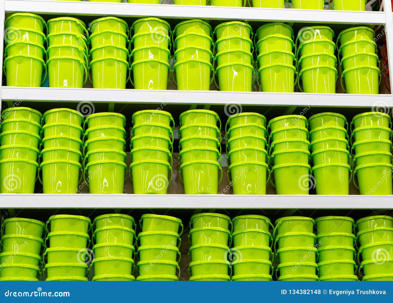Background Texture of Green Plastic Buckets. Stock Photo - Image of ...