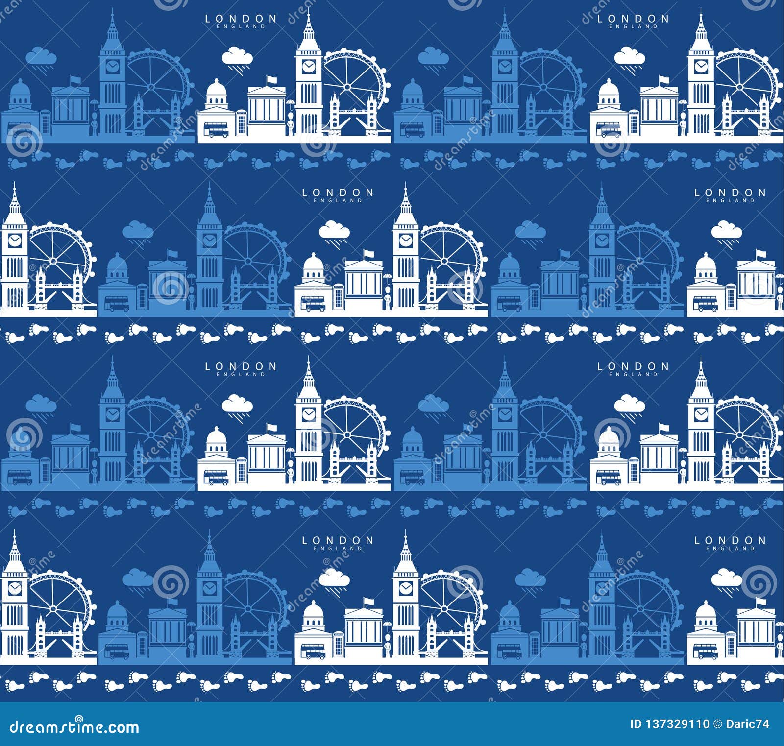 Seamless Pattern with London England Symbols and Landmarks Stock Vector ...