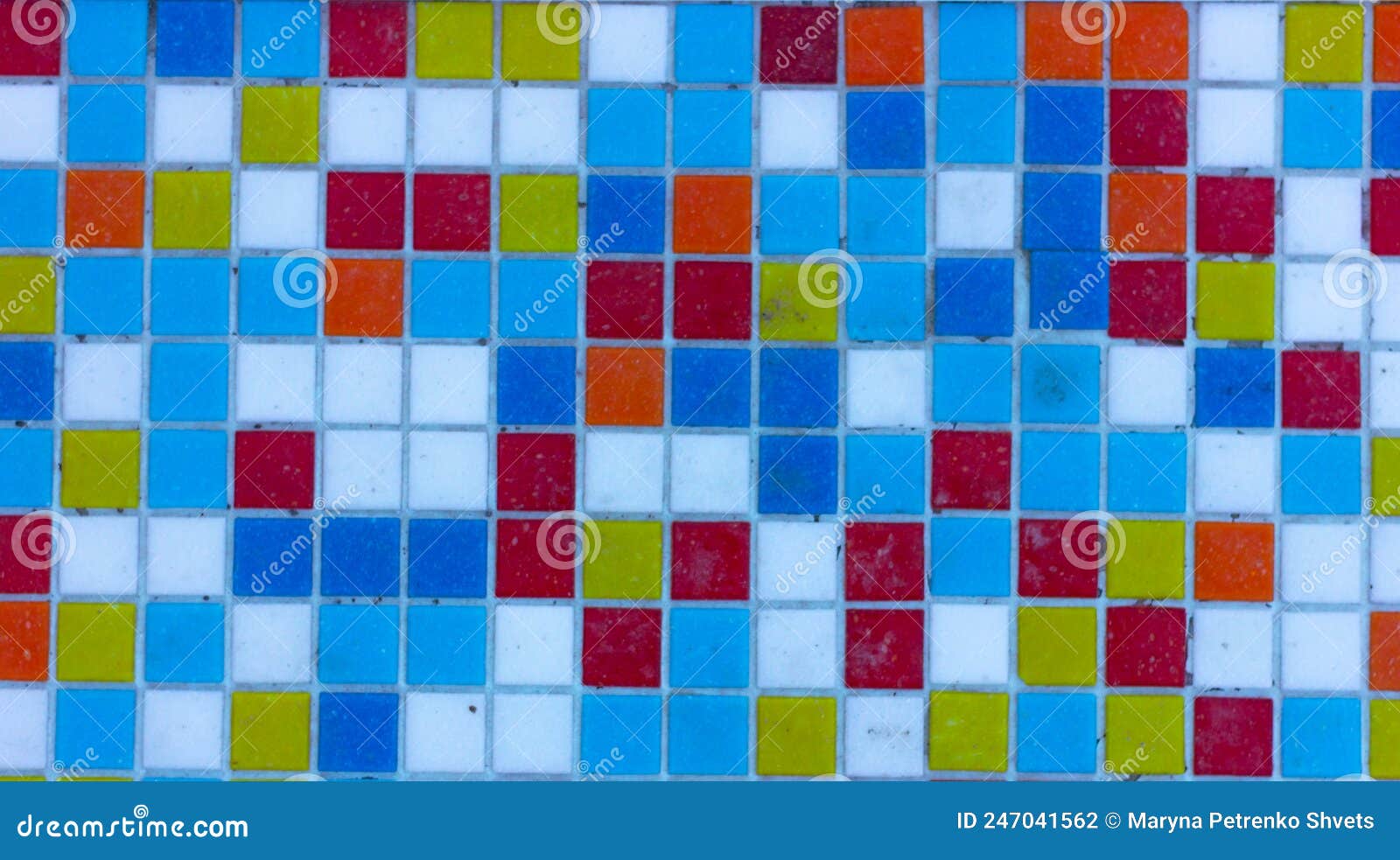 Background Texture of a Mosaic of Multi-colored Square Ceramic Tiles ...