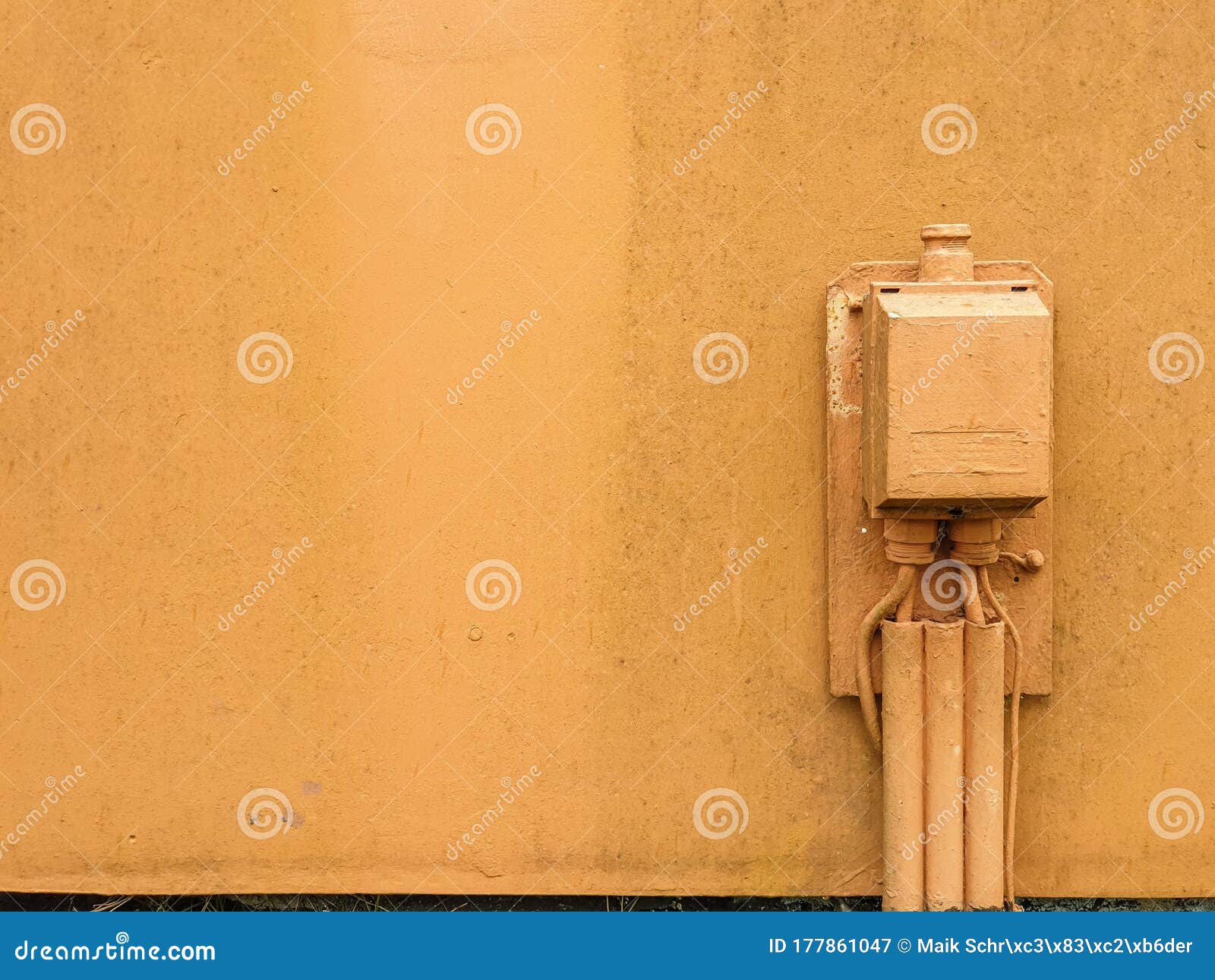 Background Texture Old Orange Stone Wall with Electrical Box and Space ...