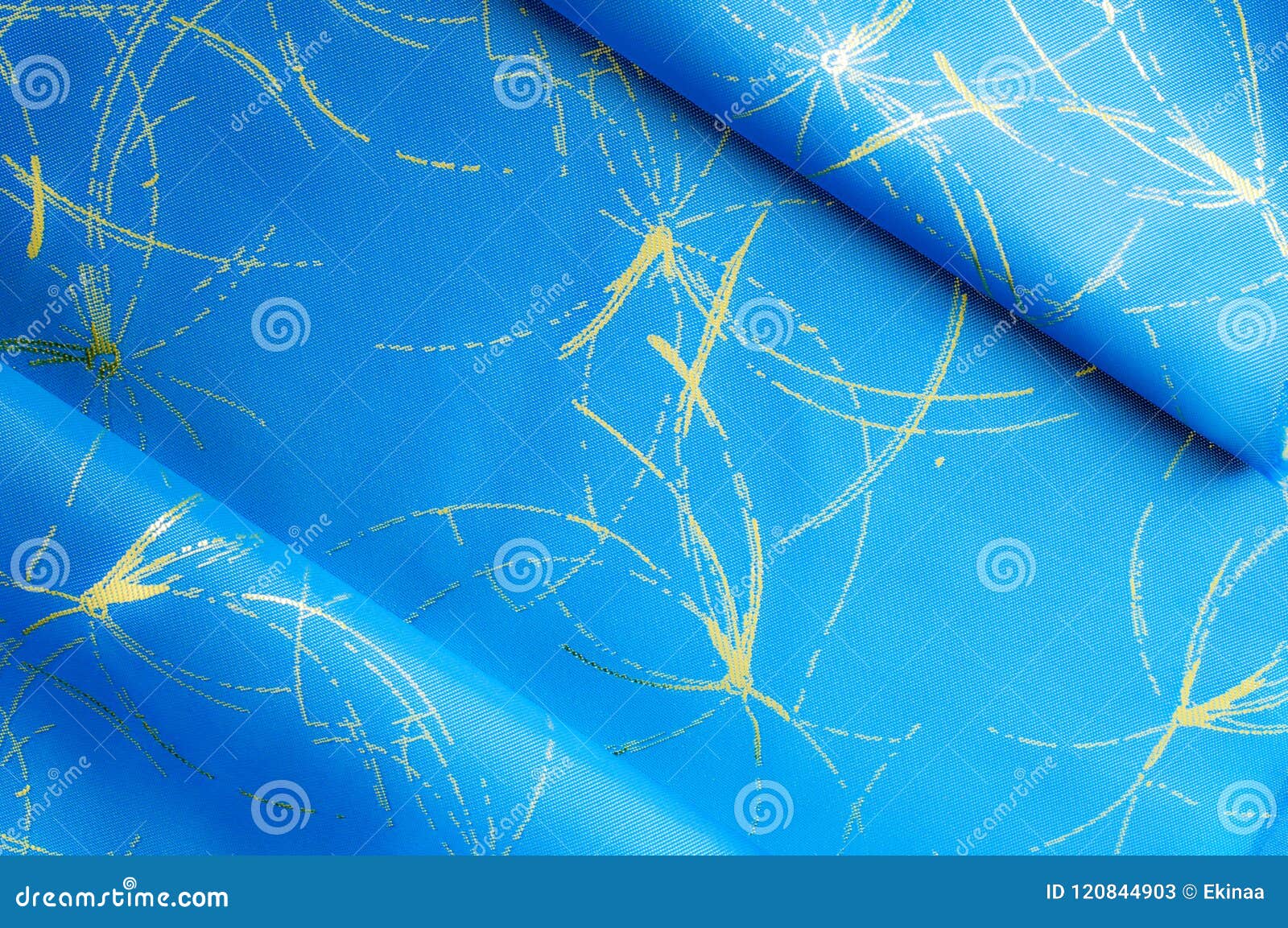 Background Texture, Pattern. Fabric Blue Silk with Gold Pattern Stock ...
