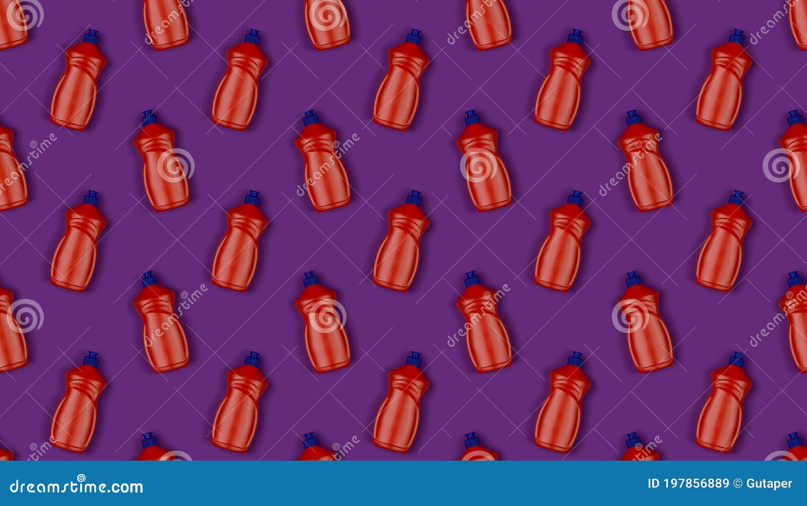 Bottles Of Dishwashing Liquid And Utensil On A Pink Background Royalty ...