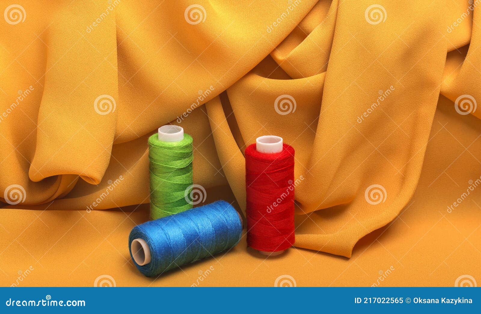 Background, Texture, Pattern Wavy Silk Fabric and Sewing Thread on ...