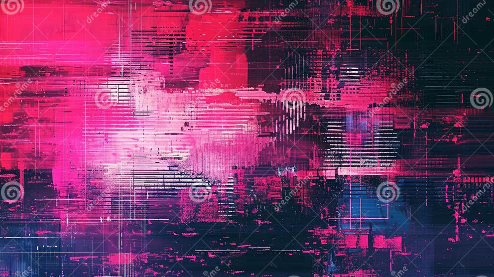 Background Texture of Pink Glitch Screen Stock Illustration ...