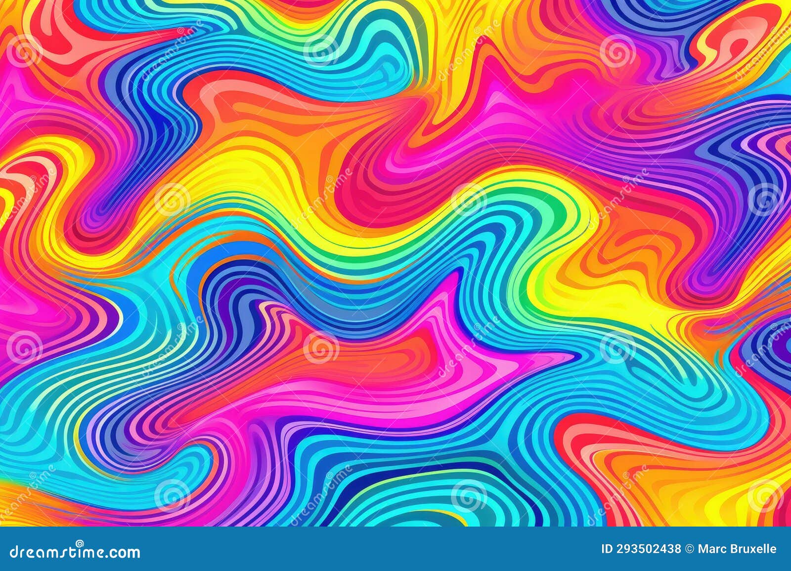 Psychedelic Wavy Background. 1960s-1970s Hippie Trippy Design. Cartoon ...