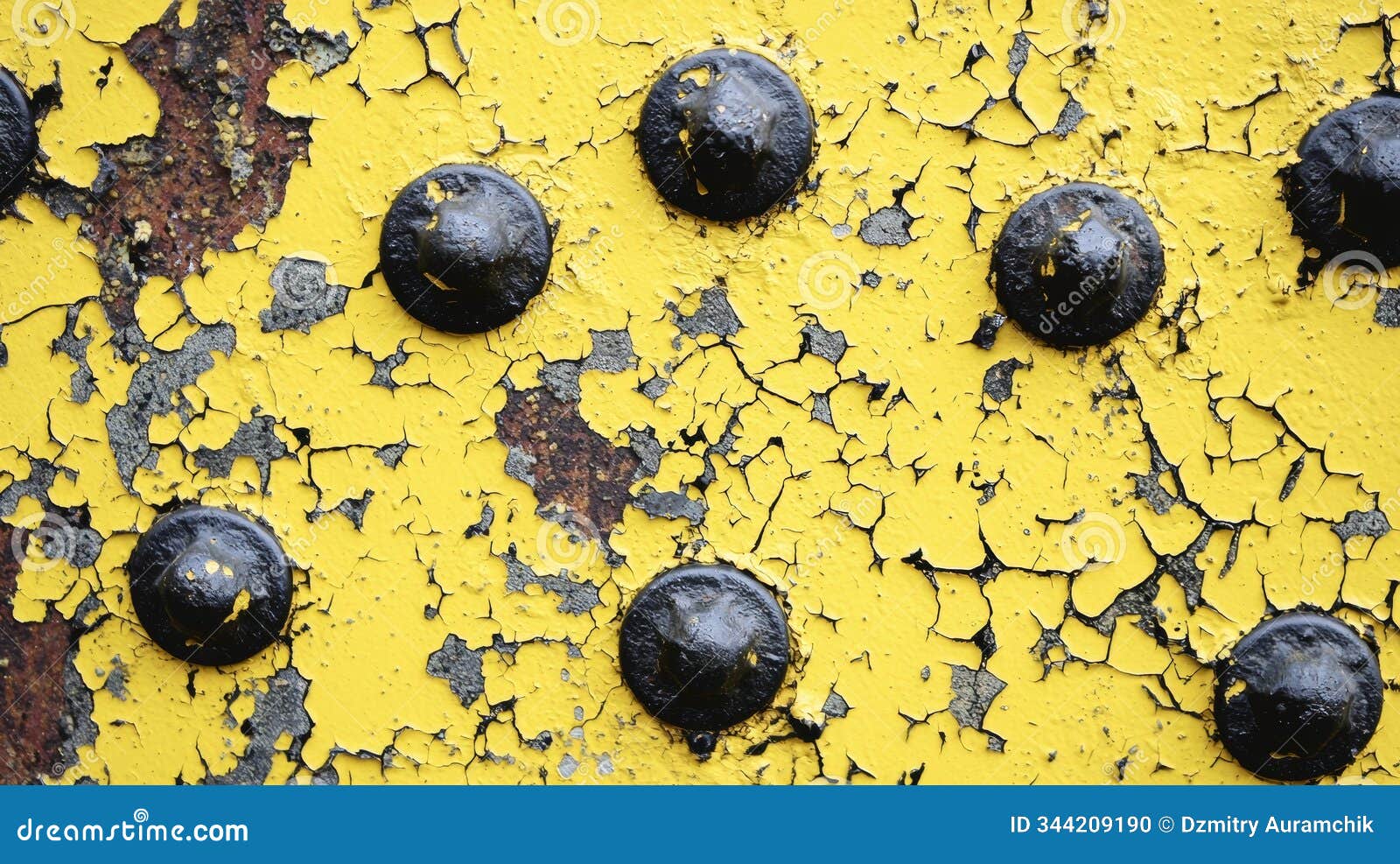 Background Texture of Rusted Yellow Metal Panel with Rivets and Welds ...