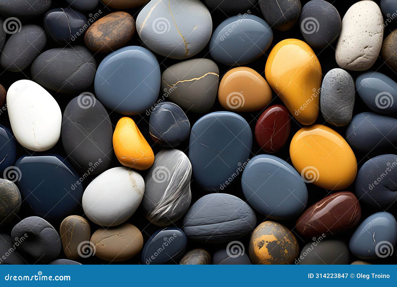 Background Texture Set of Different Stones Pebbles. Geology and ...