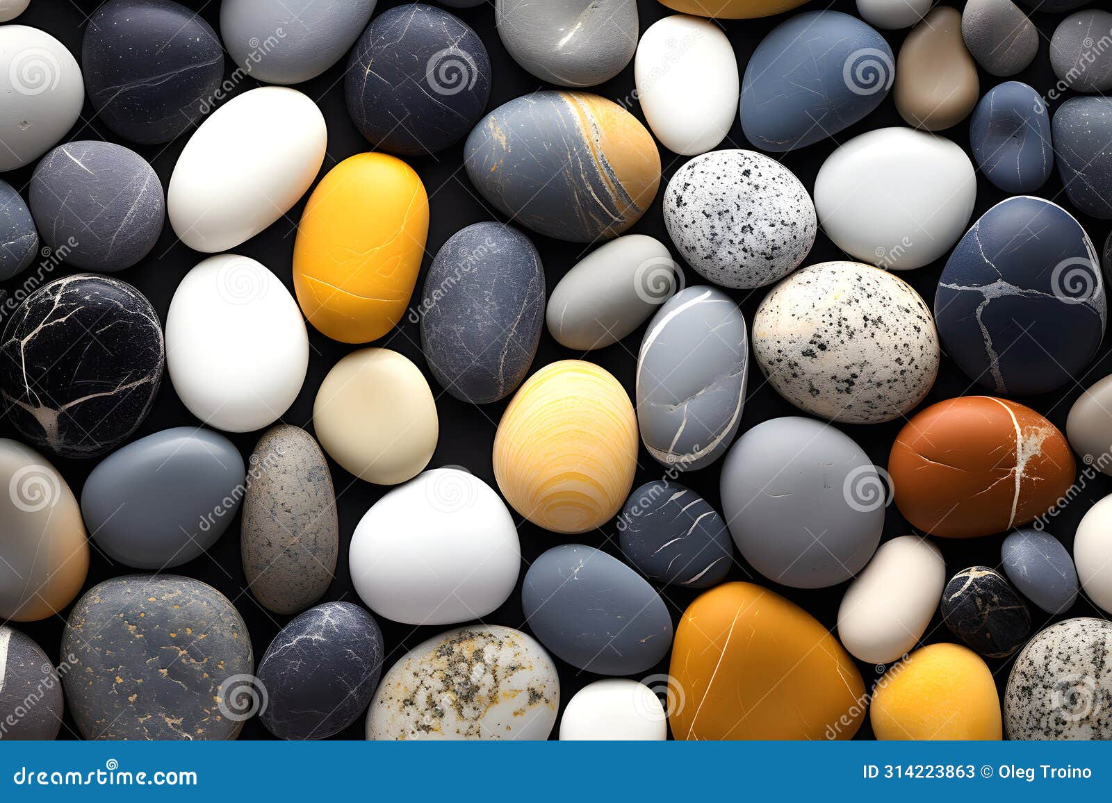 Background Texture Set of Different Stones Pebbles. Geology and ...