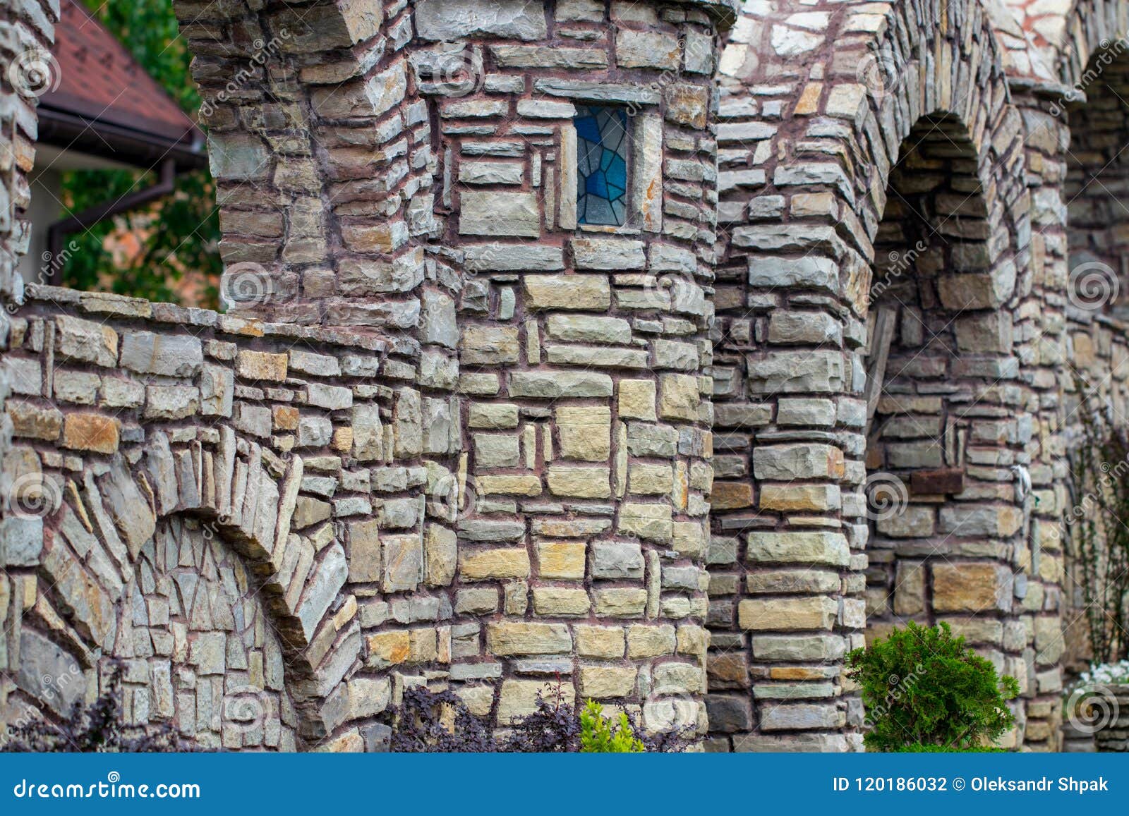 Background Texture Stone Fence.Gate Near the House Stock Photo - Image ...