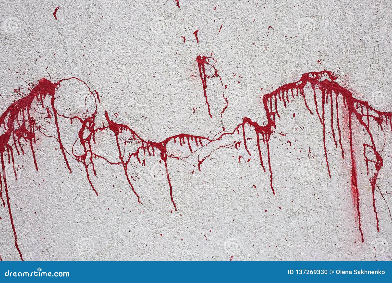 Background Texture Wall with Red Blood Like Paint Streaks. Stock Photo ...