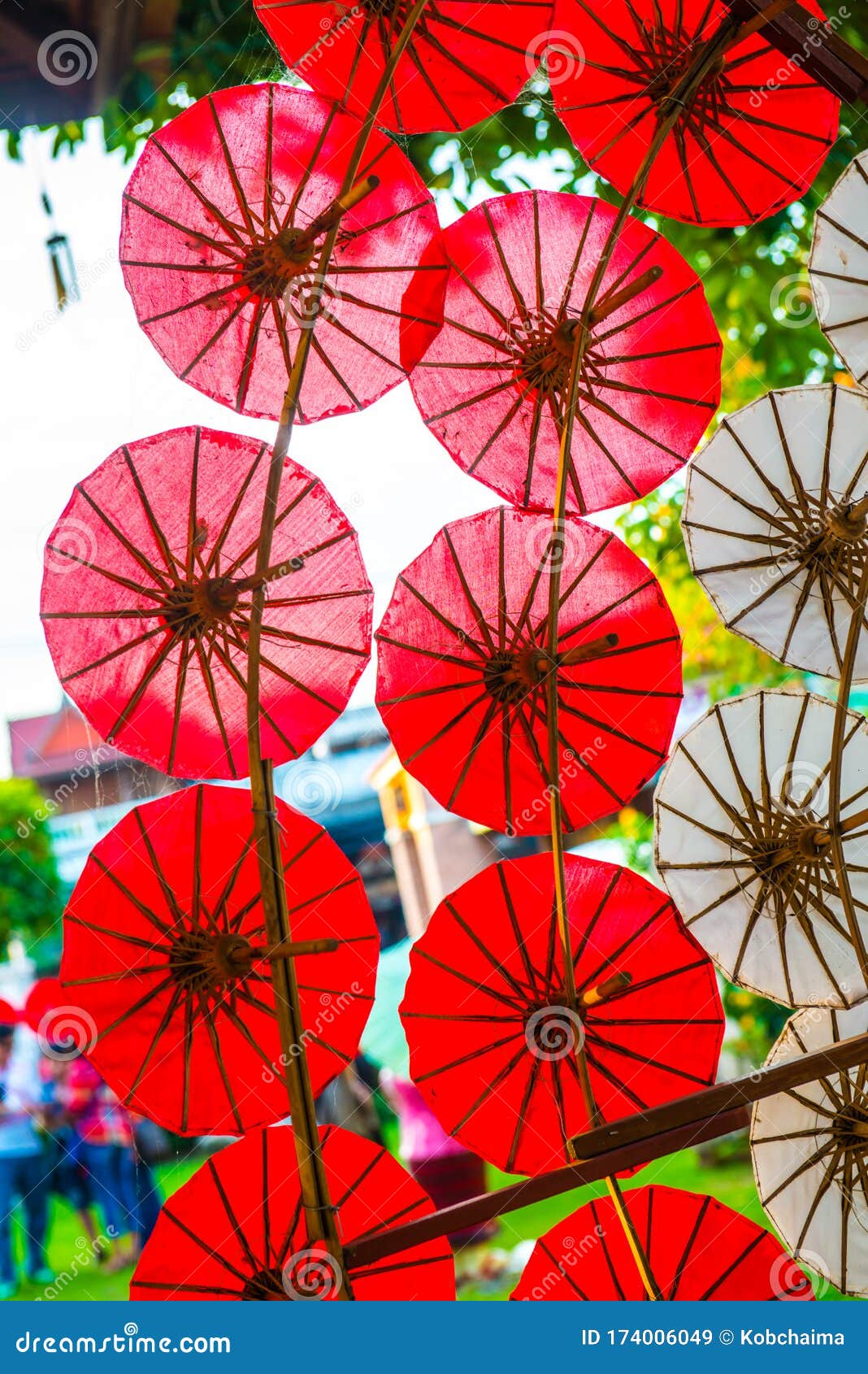 Background of Thai Native Umbrella Stock Image - Image of cloth, vivid ...