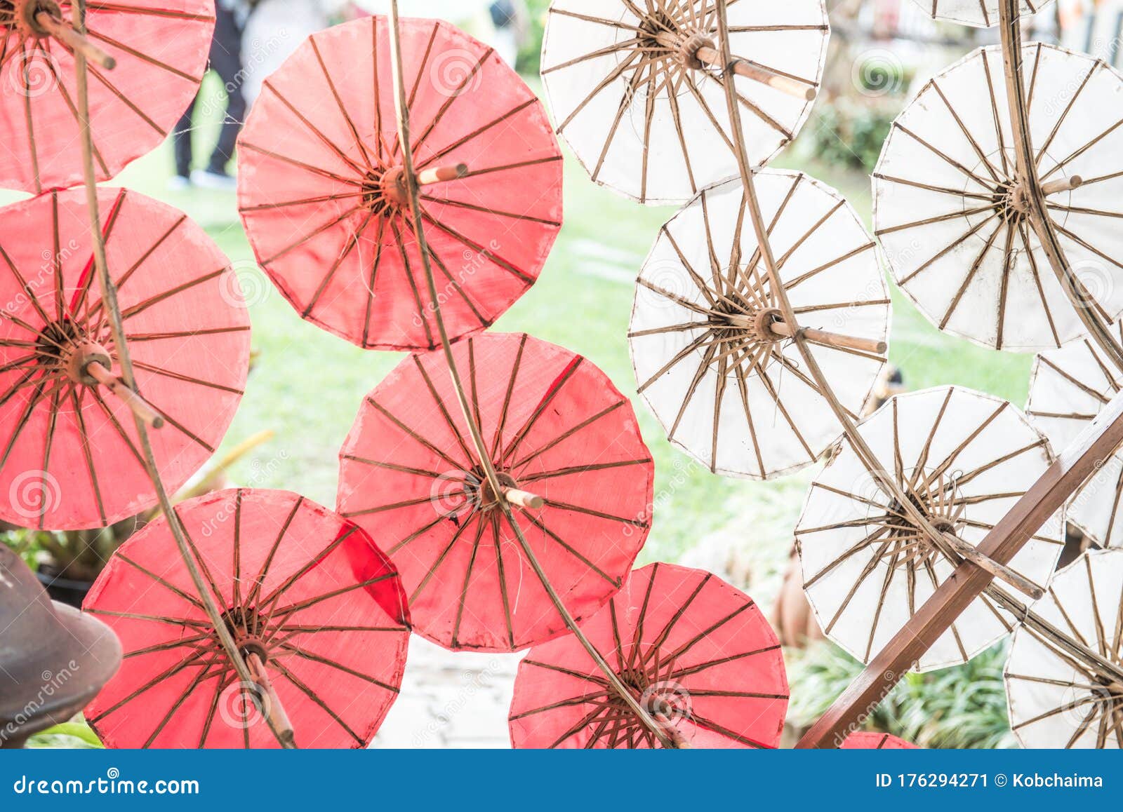 Background of Thai Native Umbrella Stock Image - Image of white ...