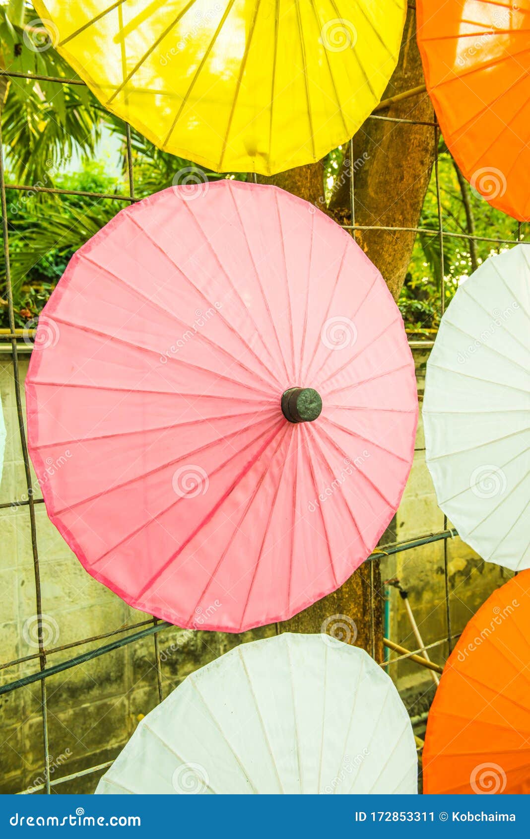 Background of Thai Native Umbrella Stock Image - Image of cloth ...
