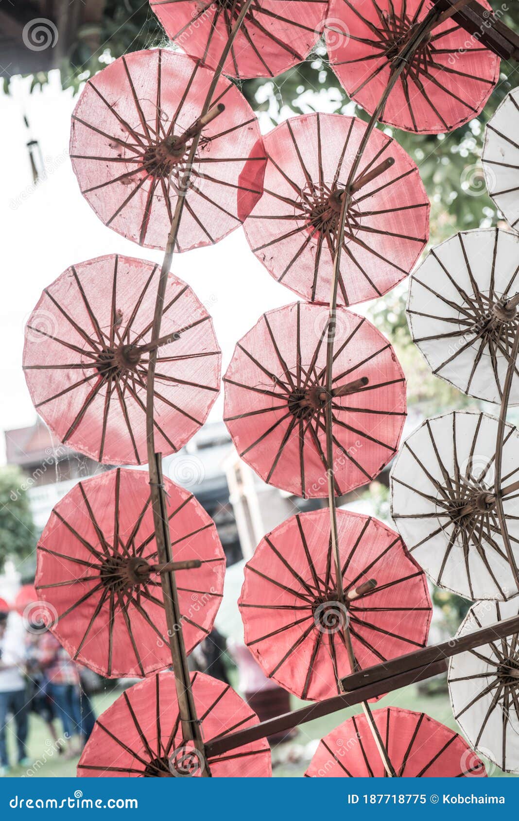 Background of Thai Native Umbrella Stock Image - Image of decorated ...