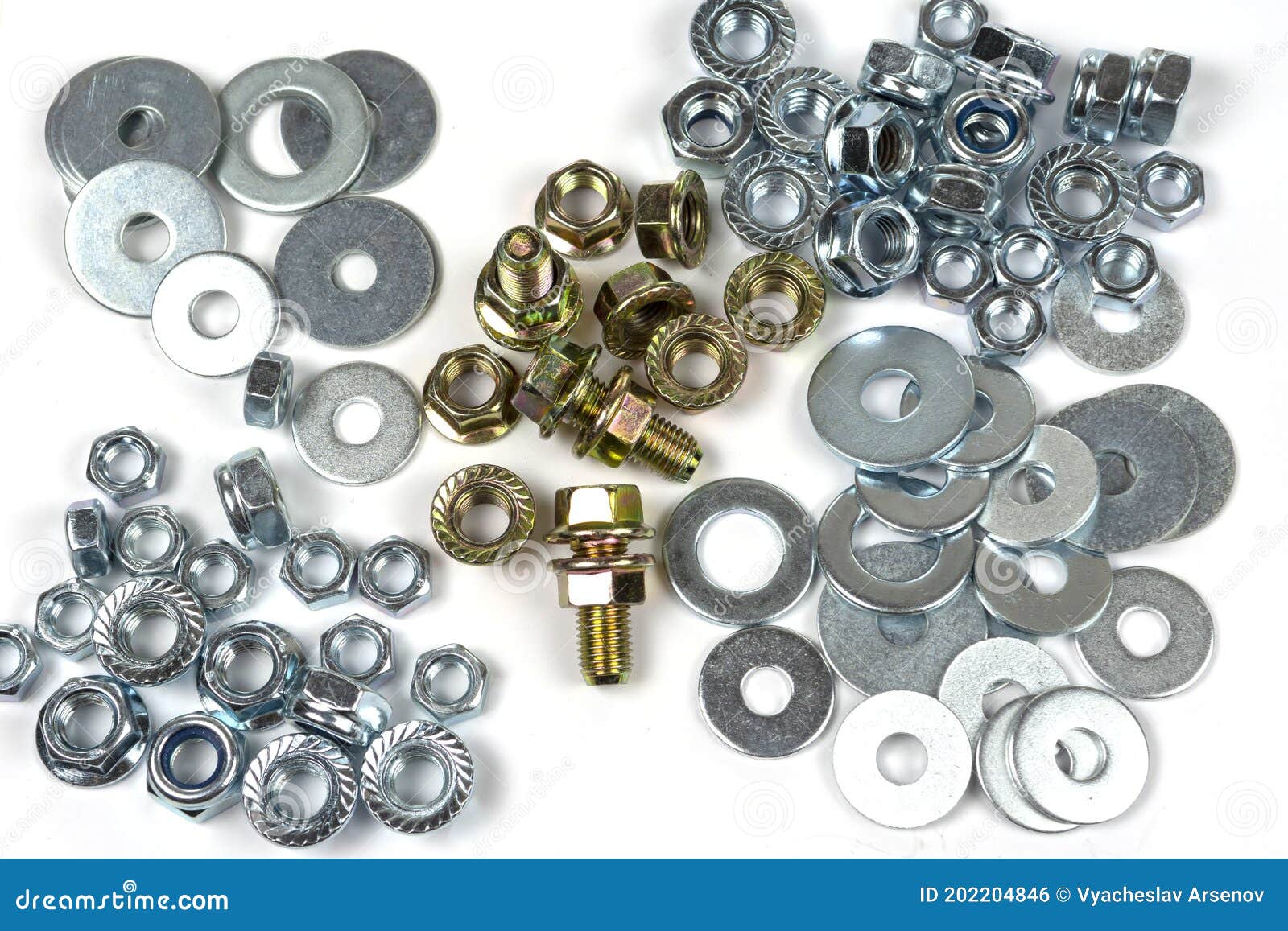 Fastening Metal Bolts and Nuts on White Background Stock Photo - Image ...