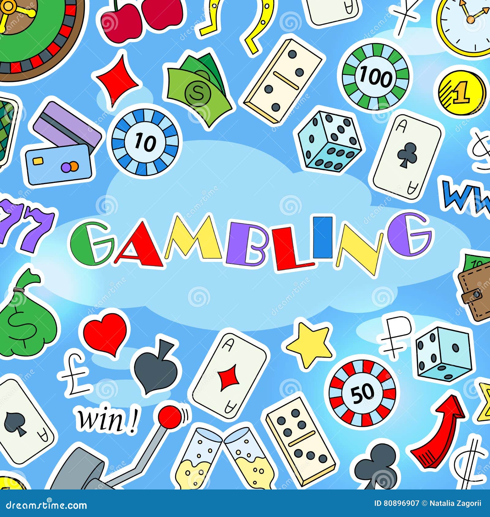 Background on the Theme of Gambling and Money Simple Painted Icons on ...
