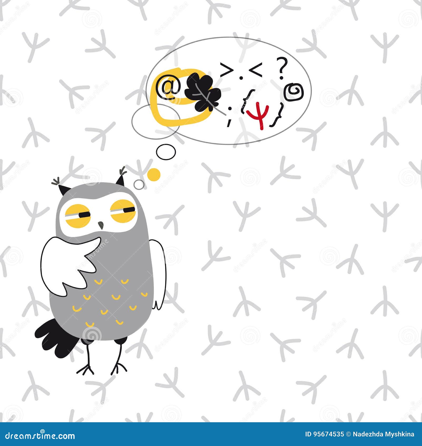 Background with Thinking Owl Stock Vector - Illustration of thoughts ...