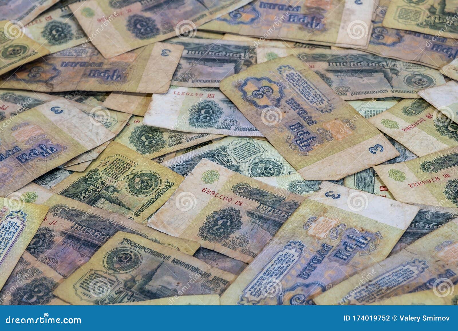 Background from Three-ruble Banknotes of Soviet Money of the 1961 ...