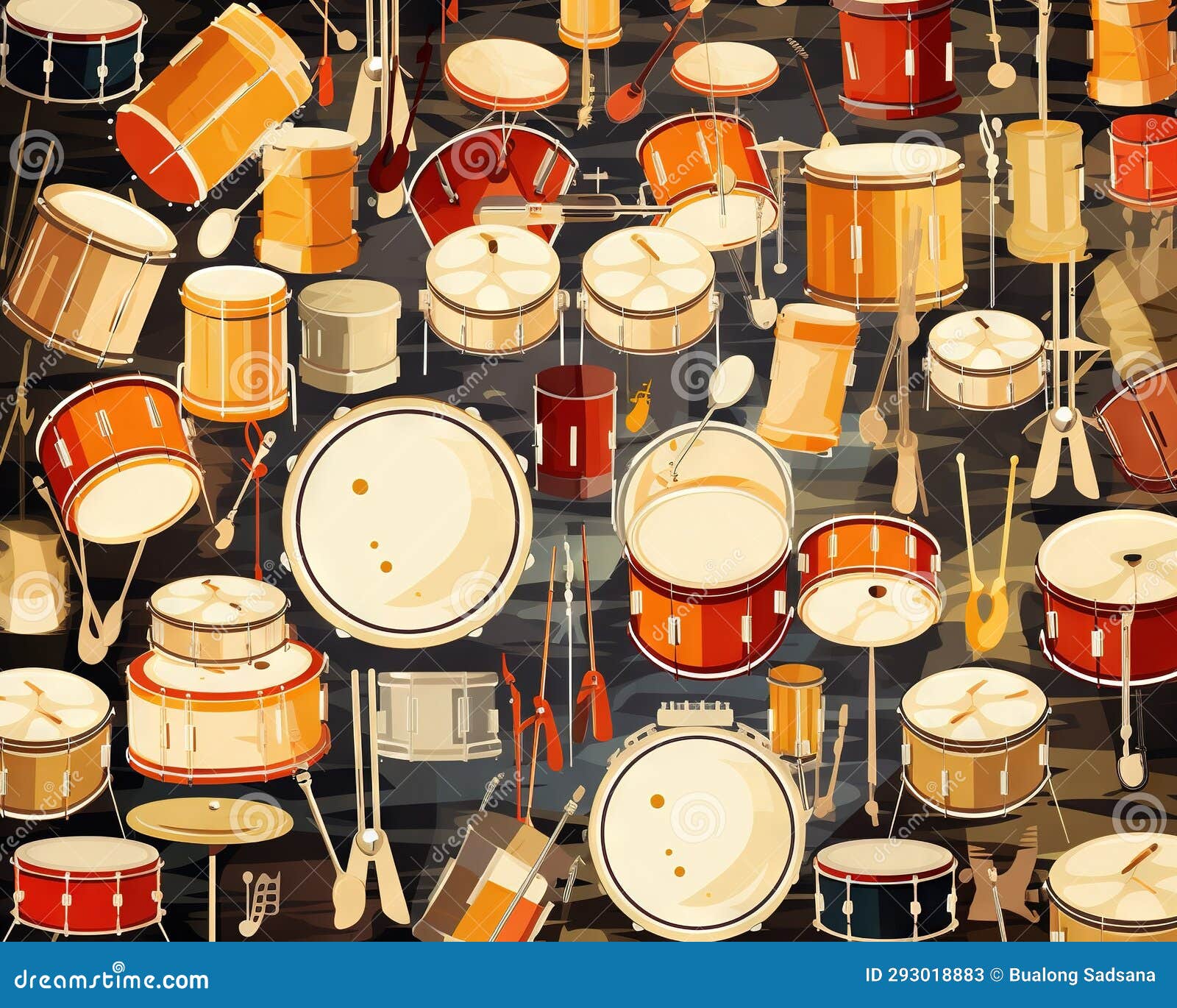Background Tile with a Music Theme of Percussion. Stock Illustration ...