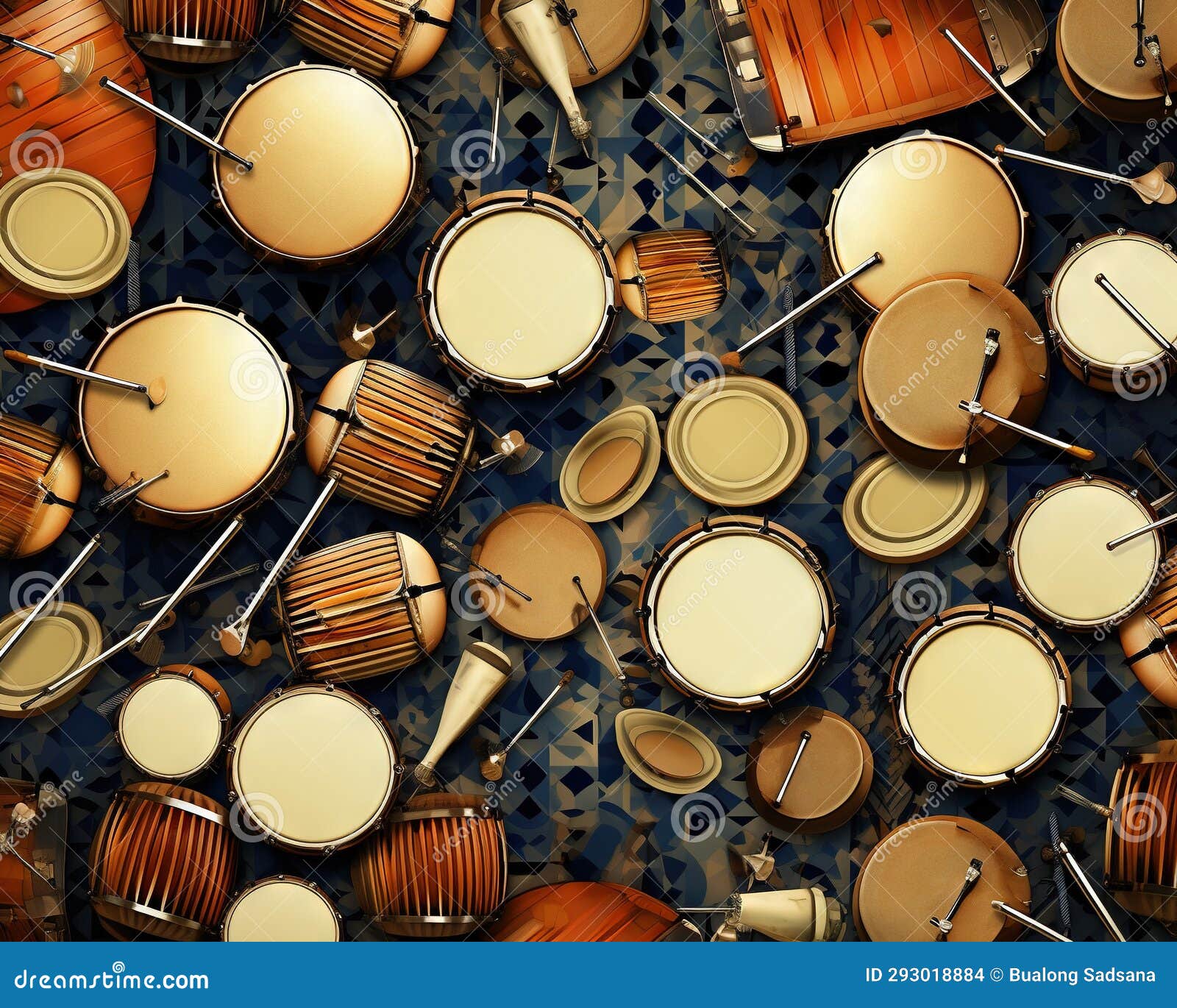 Background Tile with a Music Theme of Percussion. Stock Illustration ...