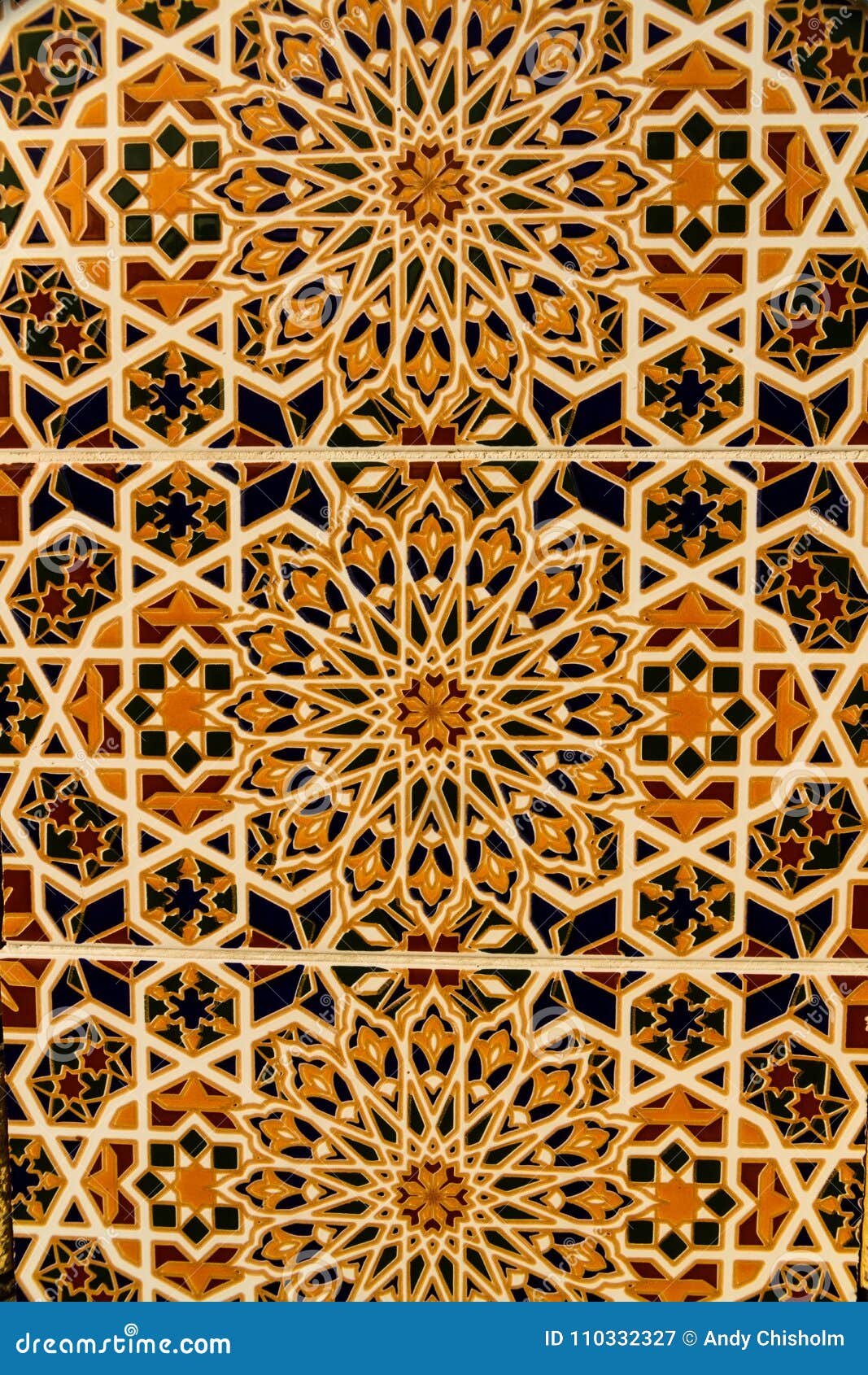 Moorish Design on Tiled Wall Stock Image - Image of color, artistic ...